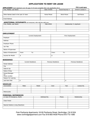 Fillable Online APPLICATION TO RENT OR LEASE Park Parthenia Apartments ...