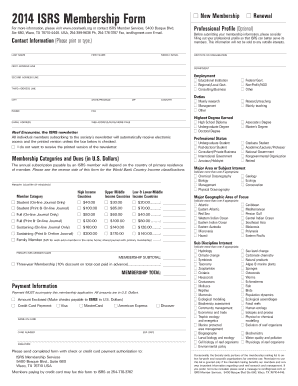 Fillable Online 2014 ISrS Membership Form - sgmeet.com Fax Email Print ...
