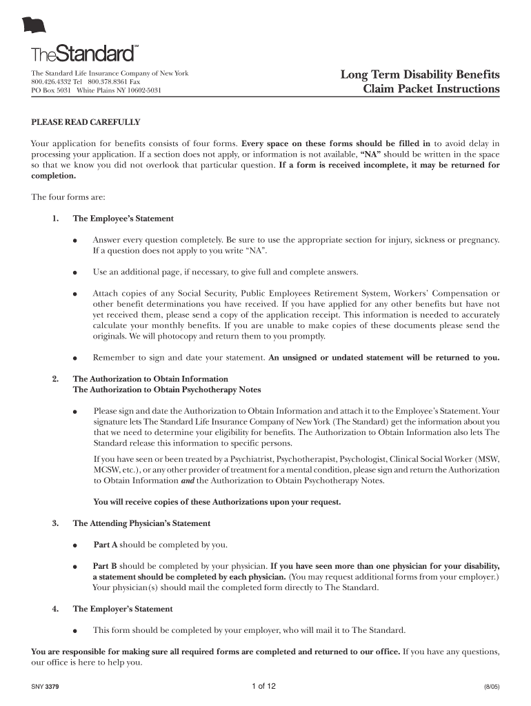 Fillable Online ccny cuny Long Term Disability Benefits Claim Packet Instructions - The City ...