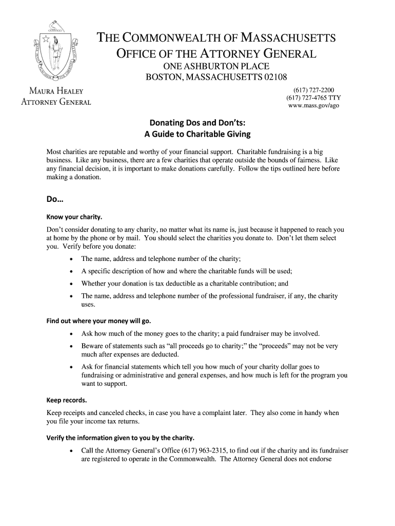 Fillable Online Donating Dos and Donts: Fax Email Print - pdfFiller