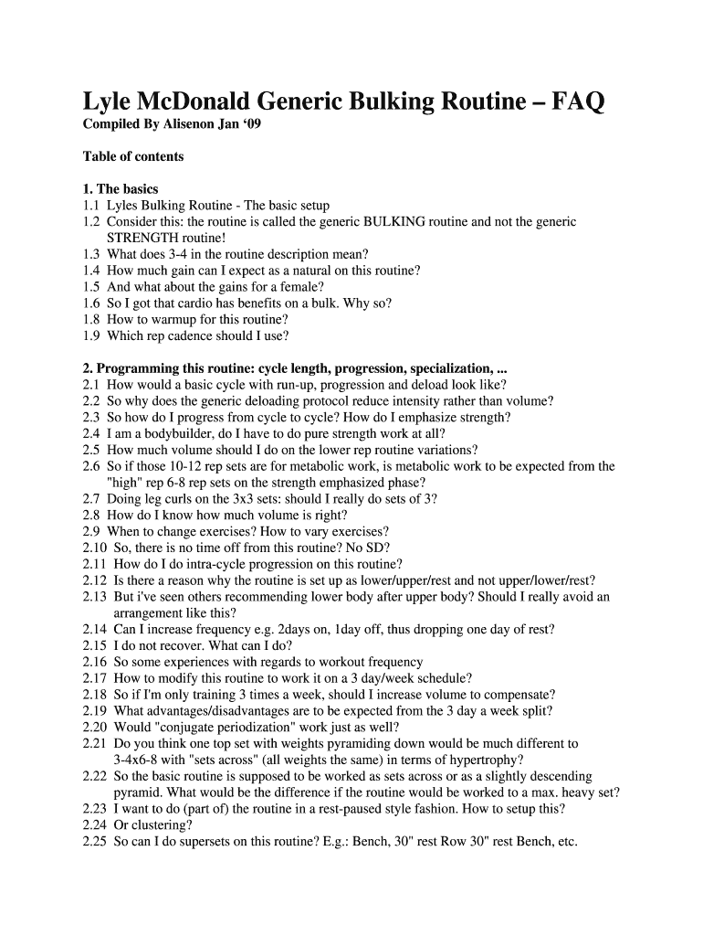 Lyle Mcdonald Generic Bulking Routine Pdf - Fill Online, Printable ...