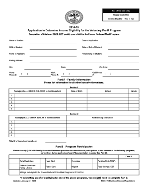 Fillable Online For Office Use Only Please Circle One Income Eligible ...