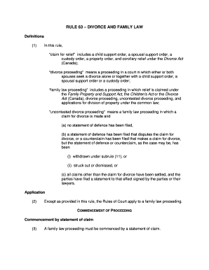 Fillable Online RULE 63 DIVORCE AND FAMILY LAW Fax Email Print - pdfFiller