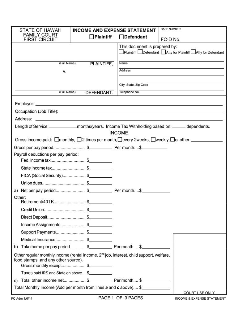 Income And Expense Statement Hawaii Fill Out Sign Online DocHub