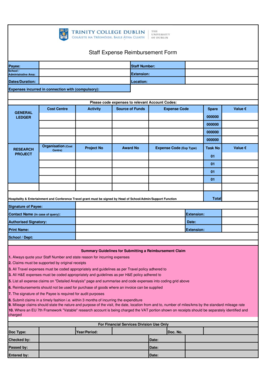 Fillable Online tcd Staff Expense Reimbursement Form - tcd Fax Email ...