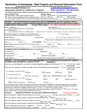 Fillable Online Personal Information Form - florida homestead services ...