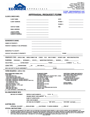 Fillable Online APPRAISAL REQUEST FORM - Ed Cline Appraisals Fax Email ...