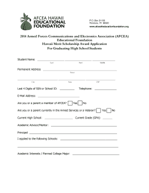 Fillable Online afceahieducationfoundation Graduating High School ...