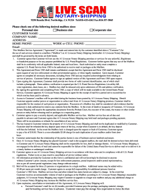 Fillable Online Local Mailbox service agreement - US bMailb Etc Fax ...