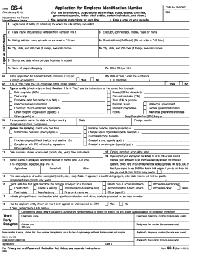 Fillable Online SS-4 - App. for Employer ID Number Fax Email Print - pdfFiller
