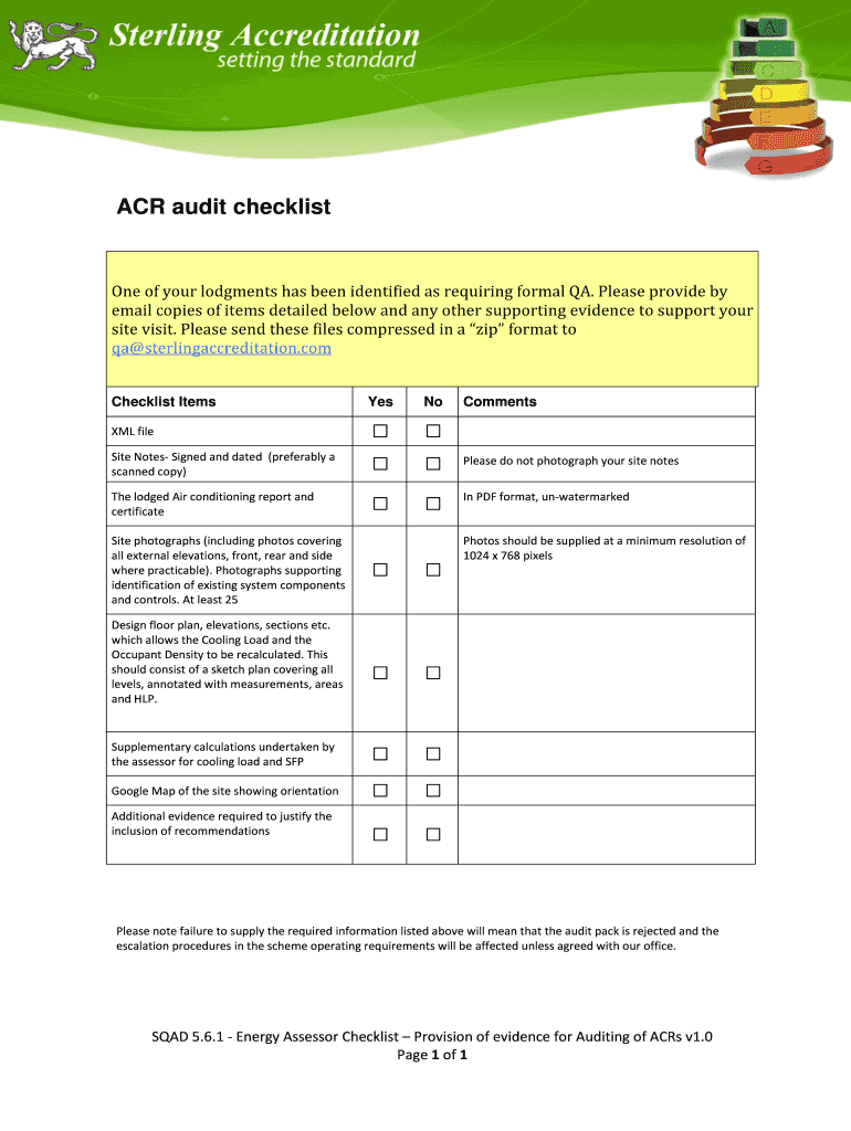 Fillable Online ACR audit checklist Fax Email Print - pdfFiller