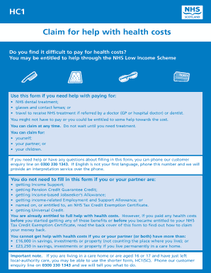Fillable Online HC1 - NHS Business Services Authority Fax Email Print ...