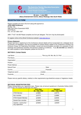 Fillable Online ATEA 2009 - registration form Fax Email Print - pdfFiller