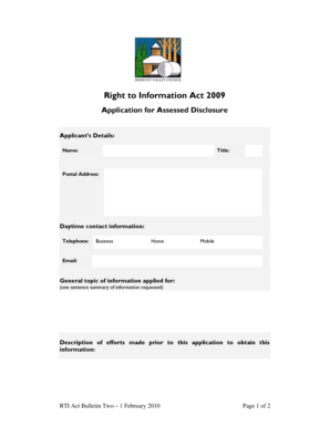Fillable Online Right to Information Application Form - Derwent Valley ...