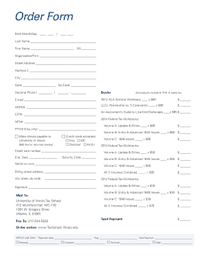 Fillable Online taxschool illinois Printable Order Form - University of ...