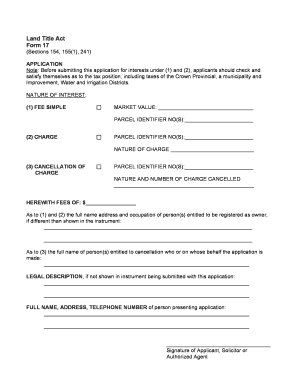 Fillable Online Land Title Act Form 17 (Fillable) Fax Email Print ...