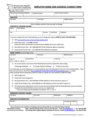 Fillable Online EMPLOYEE NAME AND ADDRESS CHANGE FORM Fax Email Print ...