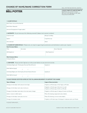Fillable Online Change of Name Correction Form.indd - Bell Potter ...