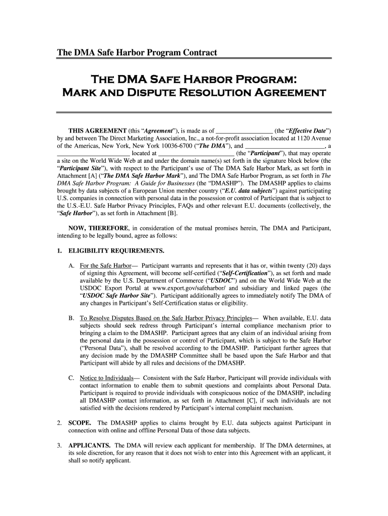 Fillable Online dmaresponsibility The DMA Safe Harbor Program ...