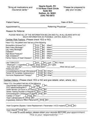 Fillable Online History Form - Hearts South, PC Fax Email Print - pdfFiller