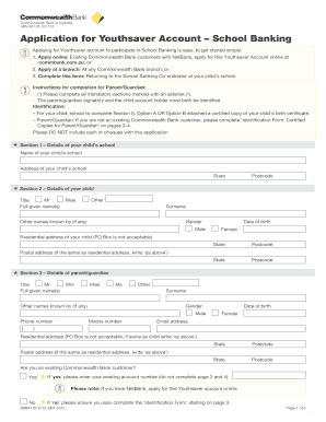 Fillable Online commbank com Application For Youthsaver Account ...