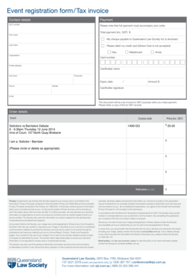 Fillable Online Event registration formTax invoice Fax Email Print ...