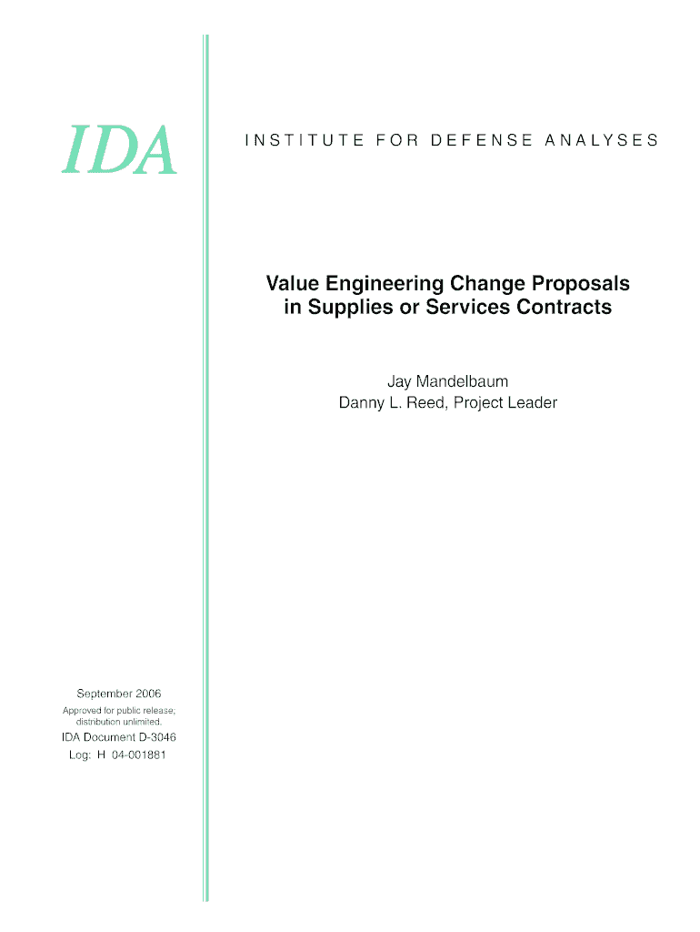 Fillable Online Value Engineering Change Proposals in Supplies or ...