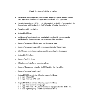 Fillable Online Check list for my I-485 application Fax Email Print ...