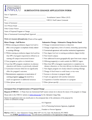 Fillable Online nwccu SUBSTANTIVE CHANGE APPLICATION FORM Fax Email ...