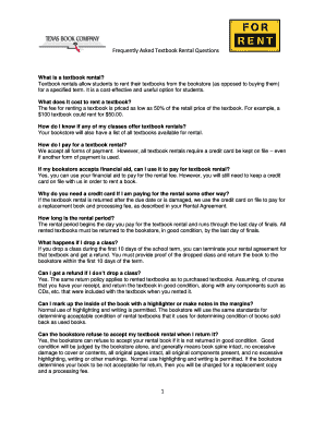 Fillable Online howardcollege Frequently Asked Textbook Rental ...