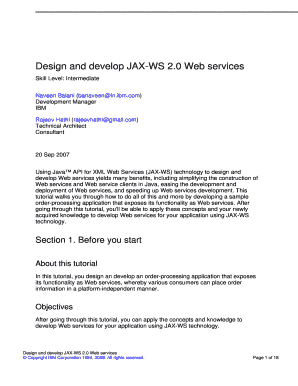 Fillable Online Design and develop JAX-WS 2.0 Web services - IBM ...