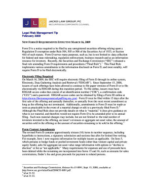 Fillable Online New Form D Requirements - Jacko Law Group, PC Fax Email ...