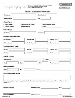 Fillable Online EMPLOYEE CHANGE NOTIFICATION FORM ... - Esquire Group ...