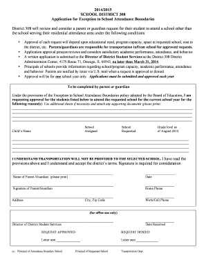 Fillable Online Application for Exception to School Attendance ...