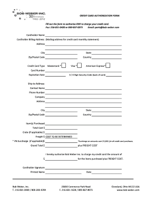 Fillable Online Download credit card authorization form - Bob Weber ...