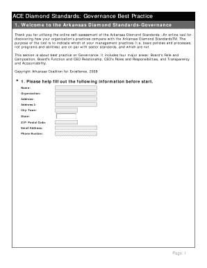 Fillable Online Diamond Standards Governance Survey - Arkansas ...