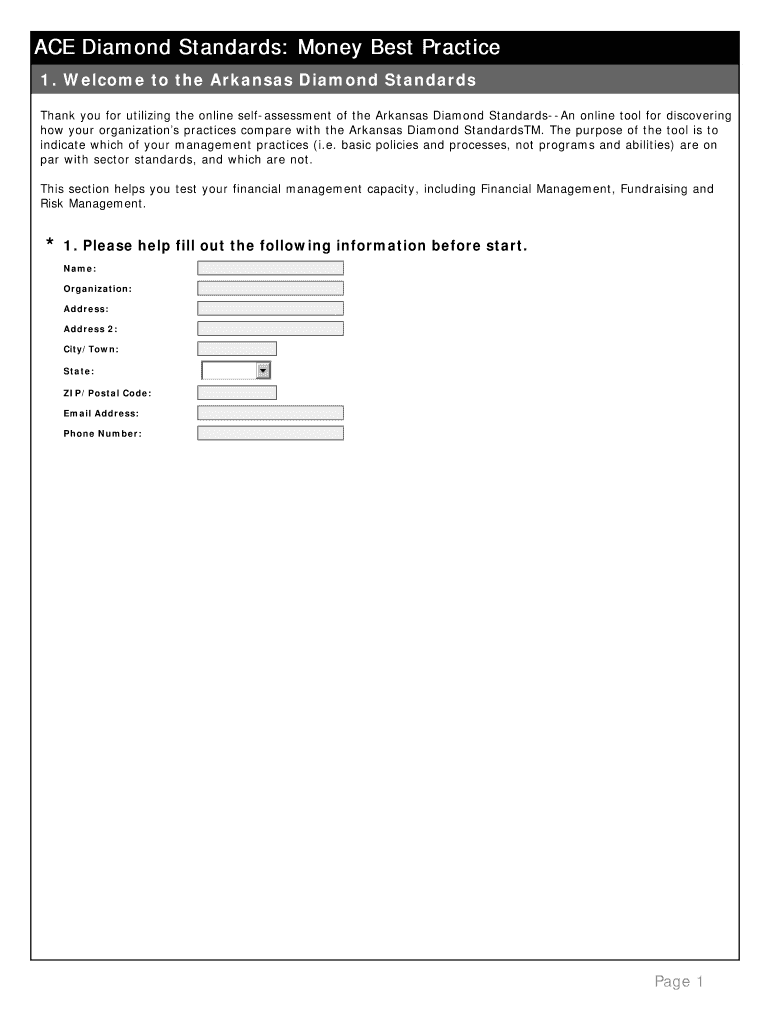 Fillable Online Diamond Standards Money Survey - Arkansas Nonprofit ...