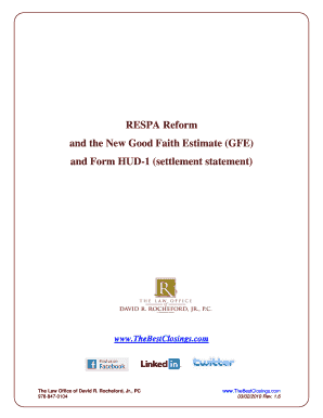 Fillable Online RESPA Reform and the New Good Faith Estimate (GFE) and ...
