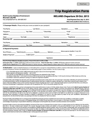 Fillable Online mountainlake Trip Registration Form - Mountain Lake PBS ...