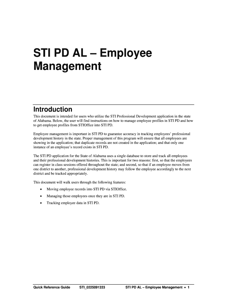 Fillable Online STI PD AL - Employee Management.pdf - STI Support Fax ...