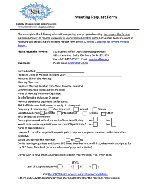 Fillable Online seg SEG Meeting Request Form Fax Email Print - pdfFiller