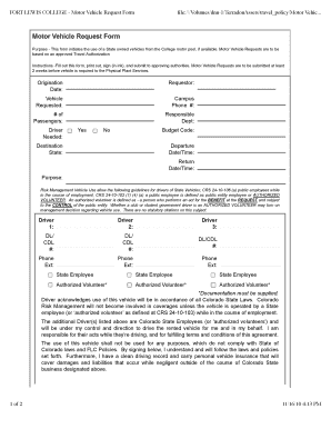 Fillable Online fortlewis FORT LEWIS COLLEGE - Motor Vehicle Request ...