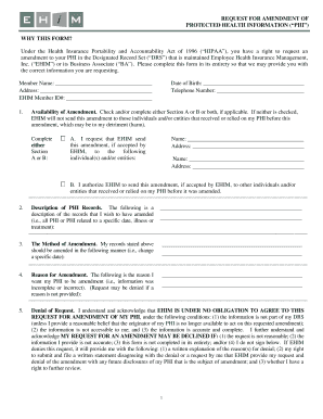 Fillable Online BRequestb for Amendment of Protected Health Information ...