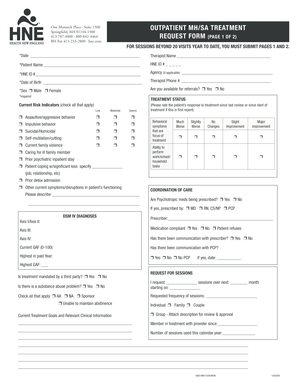Fillable Online OUTPaTIEnT MH/Sa TREaTMEnT REqUEST FoRM (PagE 1 oF 2 ...