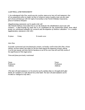 Fillable Online I, the undersigned John Doe, social security number ...