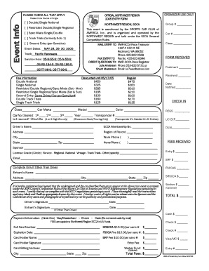 Fillable Online nwr-scca OFFICIAL NORTHWEST REGION ENTRY FORM - nwr ...