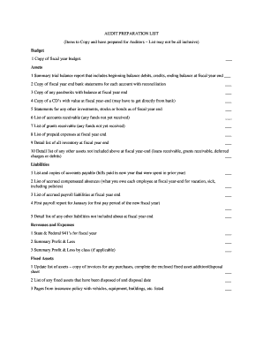 Fillable Online AUDIT PREPARATION LIST Fax Email Print - pdfFiller