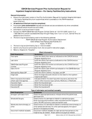 Fillable Online Prior Authorization Request for Inpatient Hospital ...