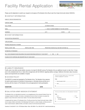 Fillable Online krocmscoast Facility Rental Application - Salvation Army Kroc Center MS Gulf ...