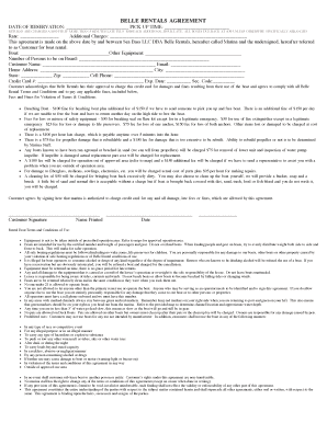 Fillable Online Boat Rentals Agreement Form - Belle Boat Rentals Fax ...